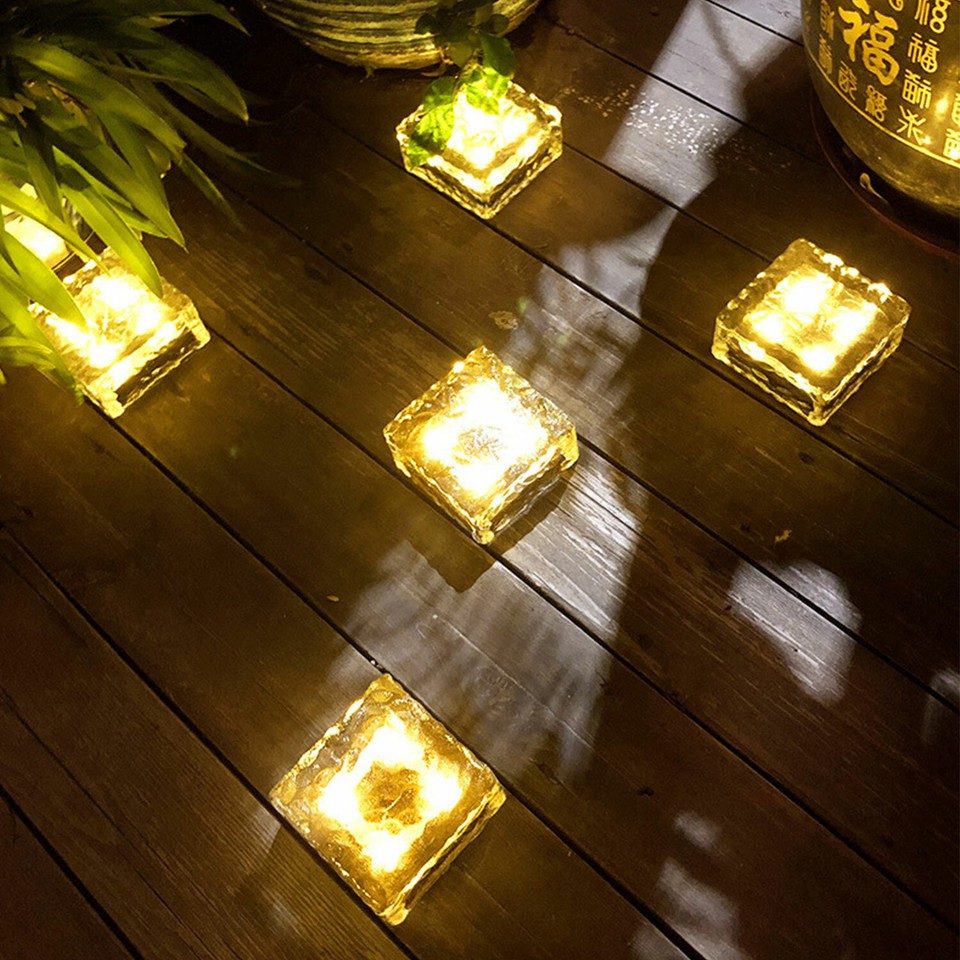 Solar Ice Cube Shaped LED Lights For Patio Backyard Stake Lamp Garden ...