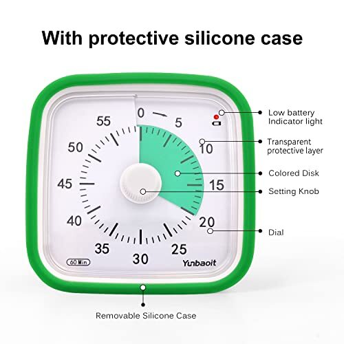 Visual Timer With Protective Case 60 Minute Silent Countdown Timer For ...