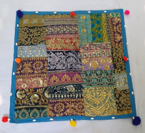 Handmade Cotton Patchwork Pillowcase Turquoise Blue Cushion cover India ...