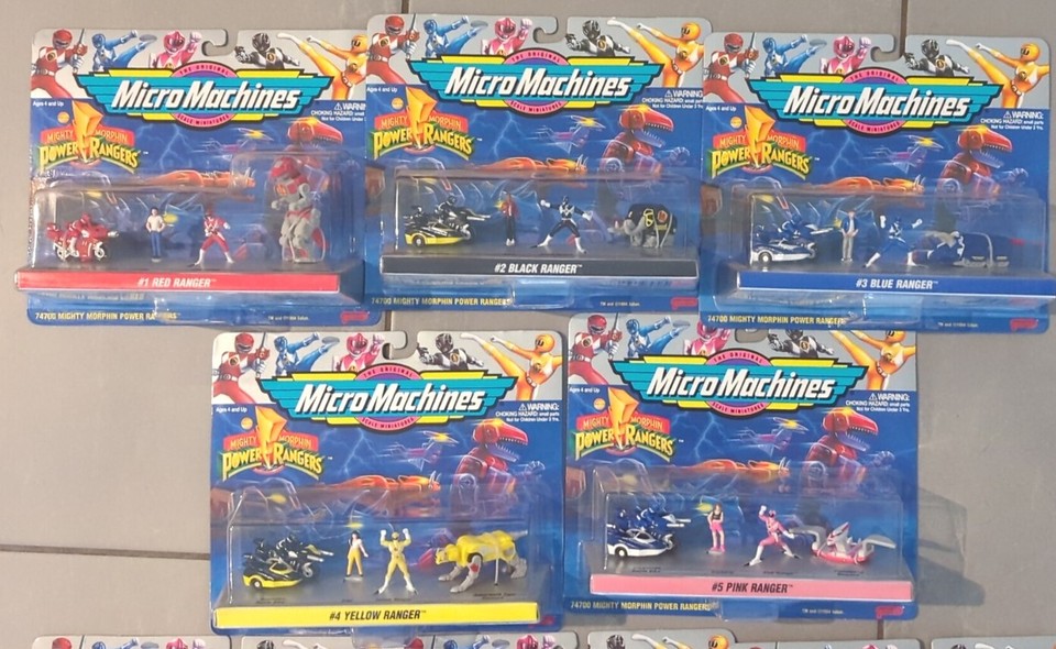 Micro Machine MMPR Power Rangers 1994 Galoob Complete Set of 8 Factory ...