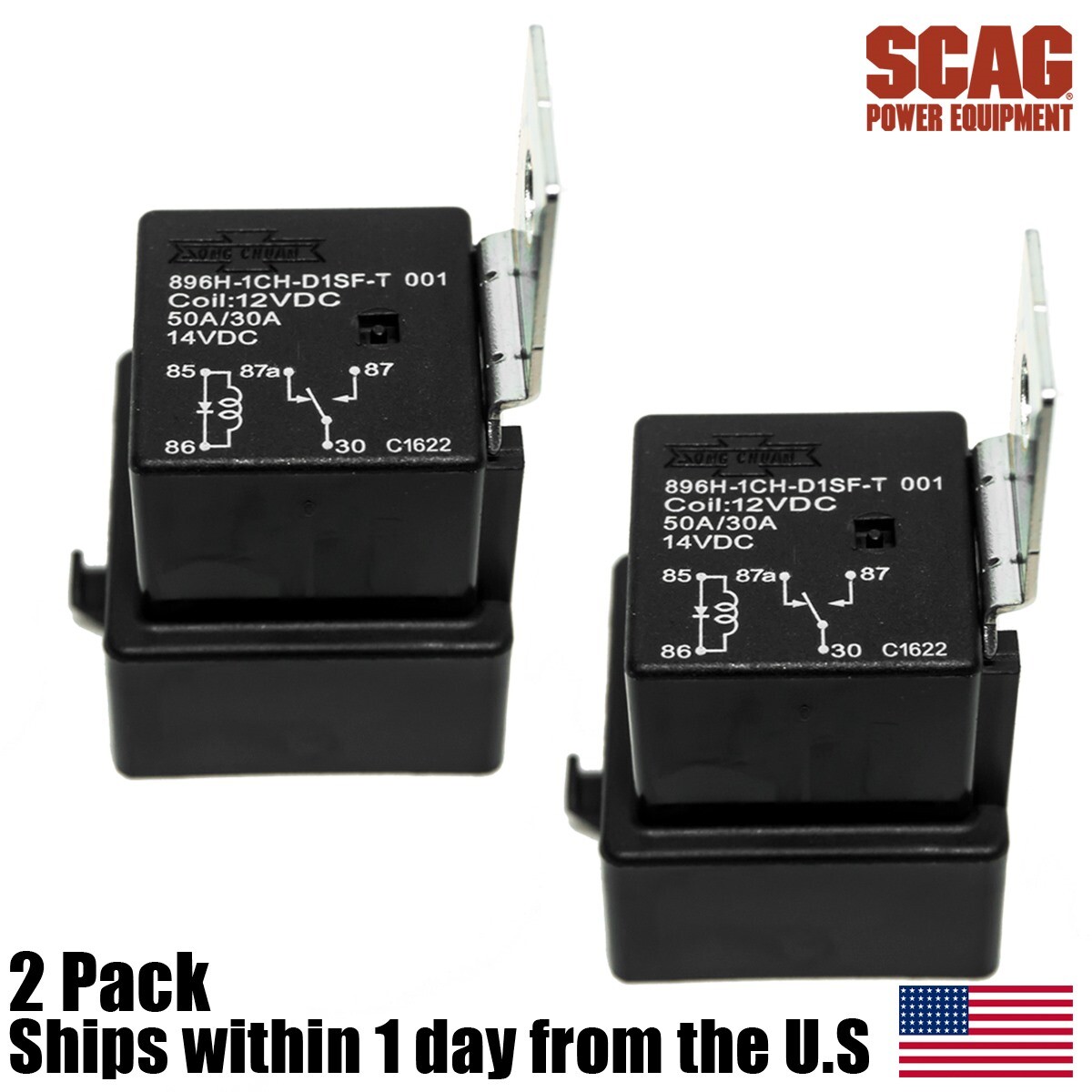 2PK Genuine OEM Scag Relay Switch w/ Diode 483013 SCZ48V-22FX SCZ48V ...