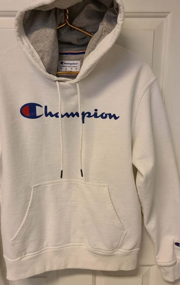 Champion Hoodie Women Medium White Solid Logo Pullover Hooded Sportwear ...
