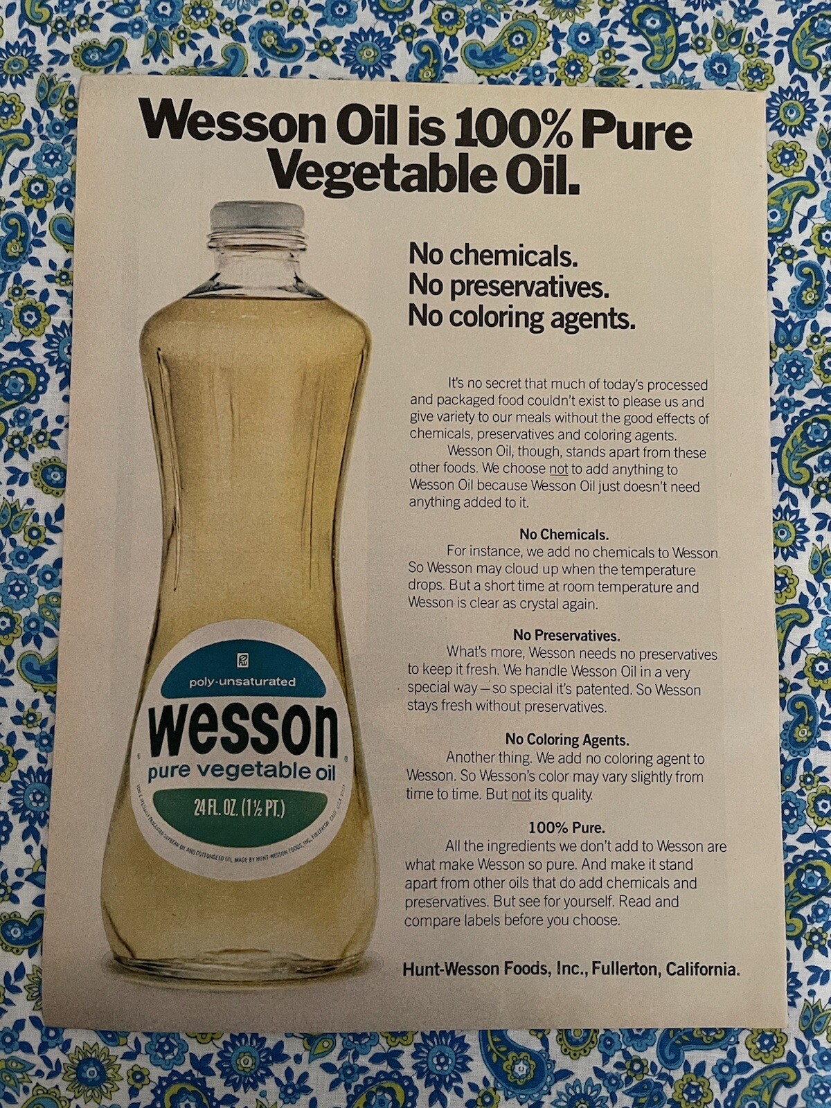 Wesson Vegetable Oil Label