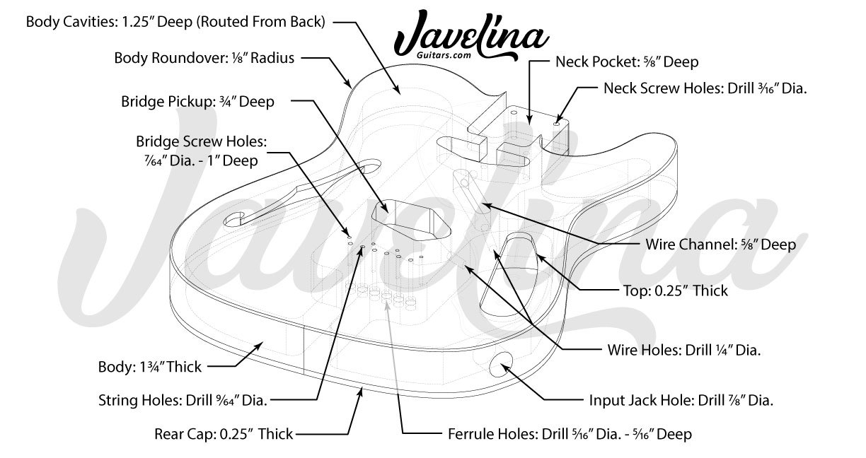 Thinline Telecaster Body Router Templates CNC Luthier Tools 1/2" MDF 0. ...
