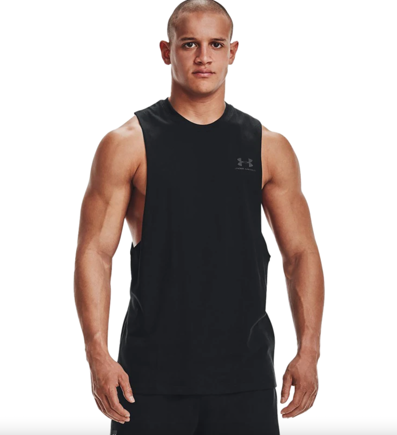 Under Armour Men’s Sportstyle Left Chest Logo Cut Off Tank Top Black | eBay