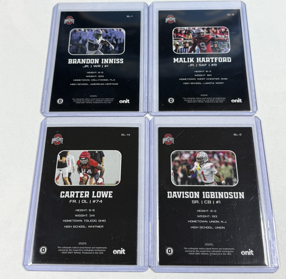 2025 Onit Athlete Ohio State Buckeyes Silver Blackout Lot x4 | eBay