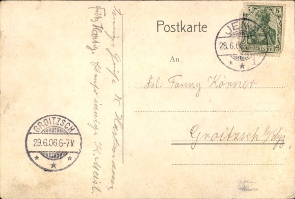 Postcard Jena in Thuringia, Fox Tower, Restaurant, panorama from the ...