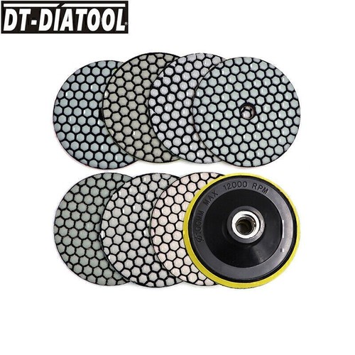 8pcs B Diamond Polishing Pads + Backer Pad Granite Marble Stone Sanding ...