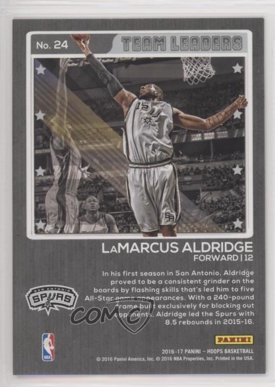 2016-17 Panini NBA Hoops Team Leaders Holo Gold /10 LaMarcus Aldridge ...