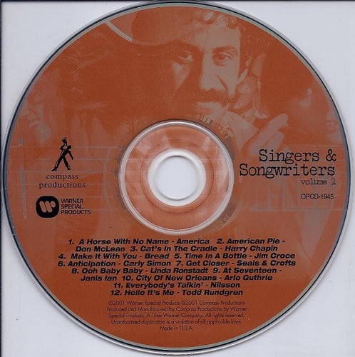 Various - Singers & Songwriters Volume 1 (CD, Comp) (Very Good Plus ...