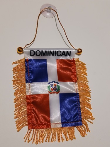 2 PCS DOMINICAN REPUBLIC MINI BANNER FLAG 4x6 FOR CAR HANGING & ROPE ...