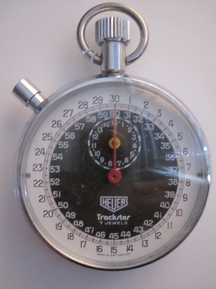 STOPWATCH PAIR, TRACKSTARS BY HEUER IN THEIR BOX & ORIGINAL WARRANTY ...
