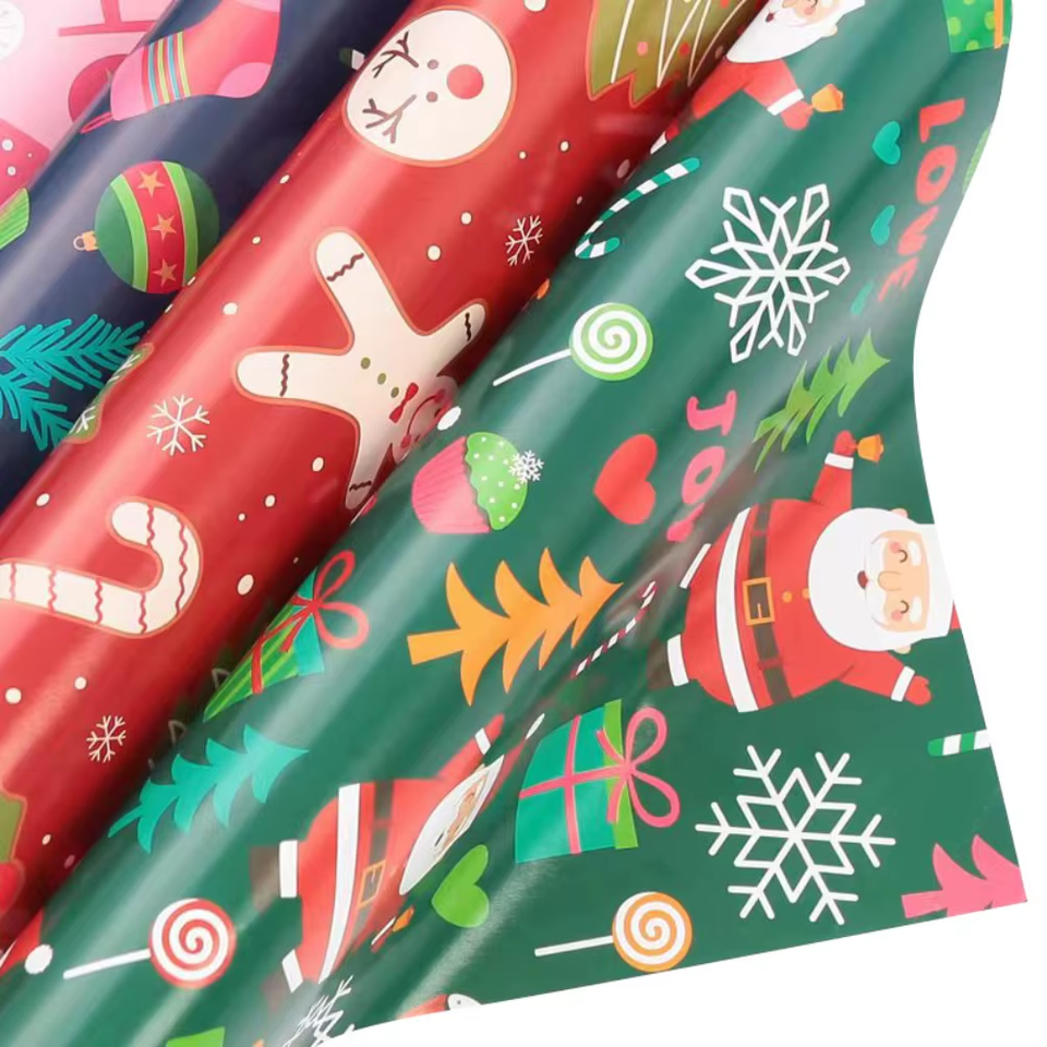 5Pcs 50*75Cm Christmas Wrapping Paper Retro Cartoon Gifts Packaging ...