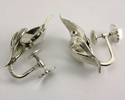 Vintage Forstner Sterling Silver Modernist Leaf Polished Ball Screw On ...