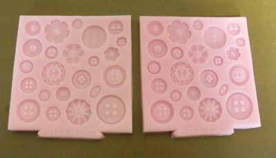 2pce Katy Sue Designs silicon design mat mould buttons cake making ...