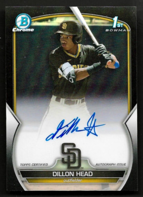 Dillon Head 2023 Bowman Draft 1st Prospect Black RC Autograph /75 | eBay