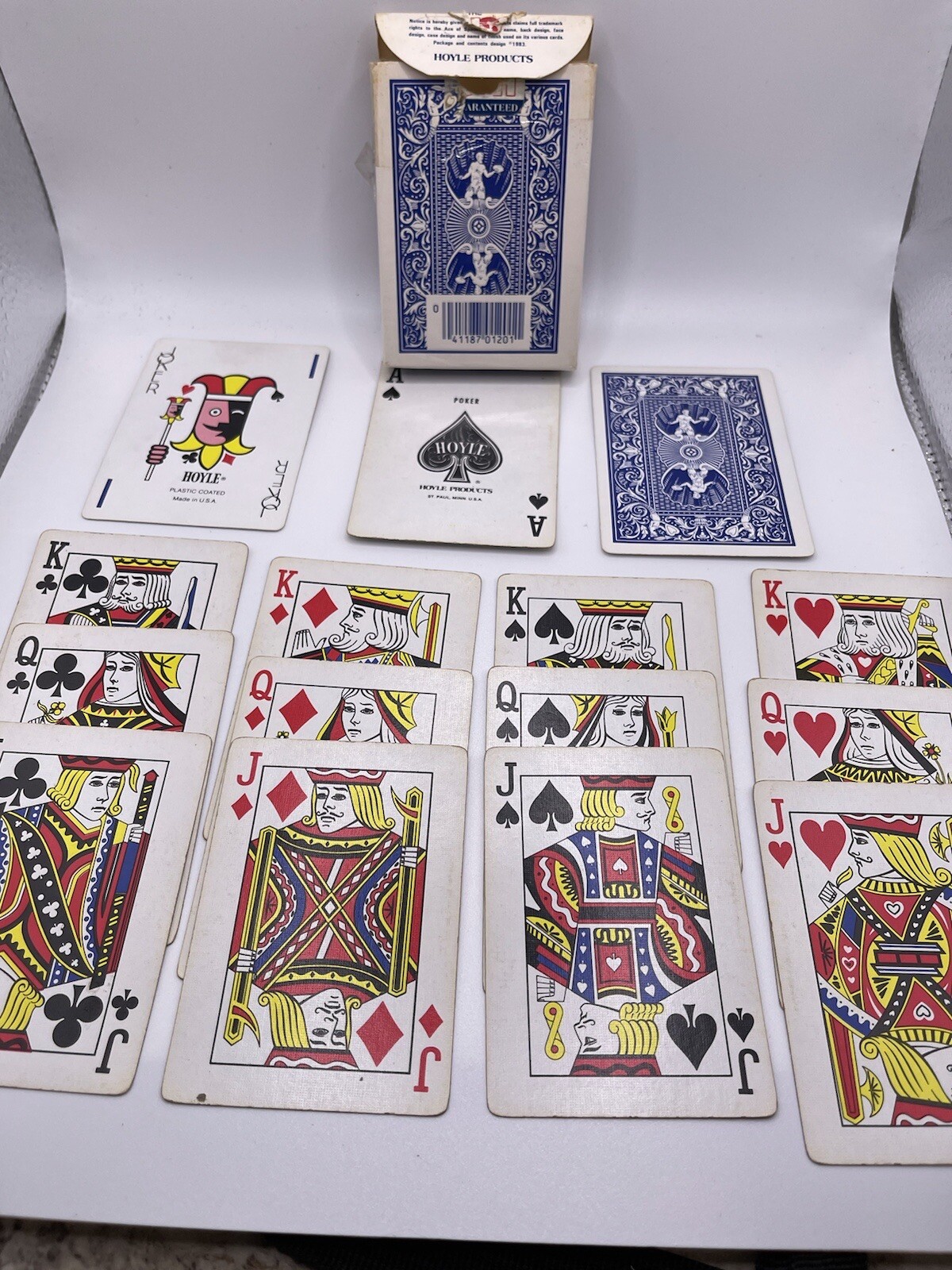 Vintage Hoyle Playing Cards Poker Blue Plastic Coated Nevada Finish ...