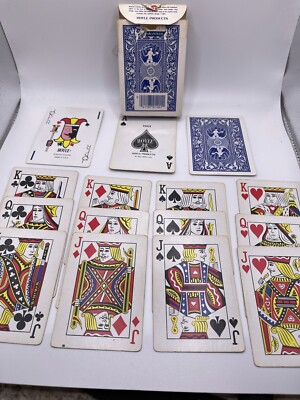 Vintage Hoyle Playing Cards Poker Blue Plastic Coated Nevada Finish ...