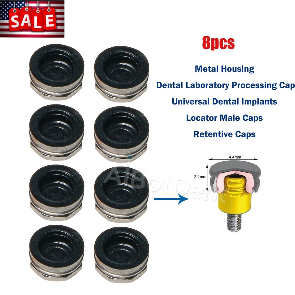 US Dental Overdenture Implant Retention Cap Abutment Metal Housing Kit ...