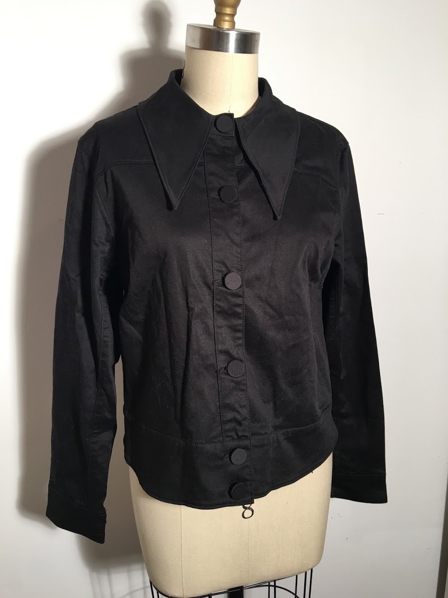 CHEAP MONDAY Classic Black Button up Jacket Pointed Collar Totokaelo Sz ...