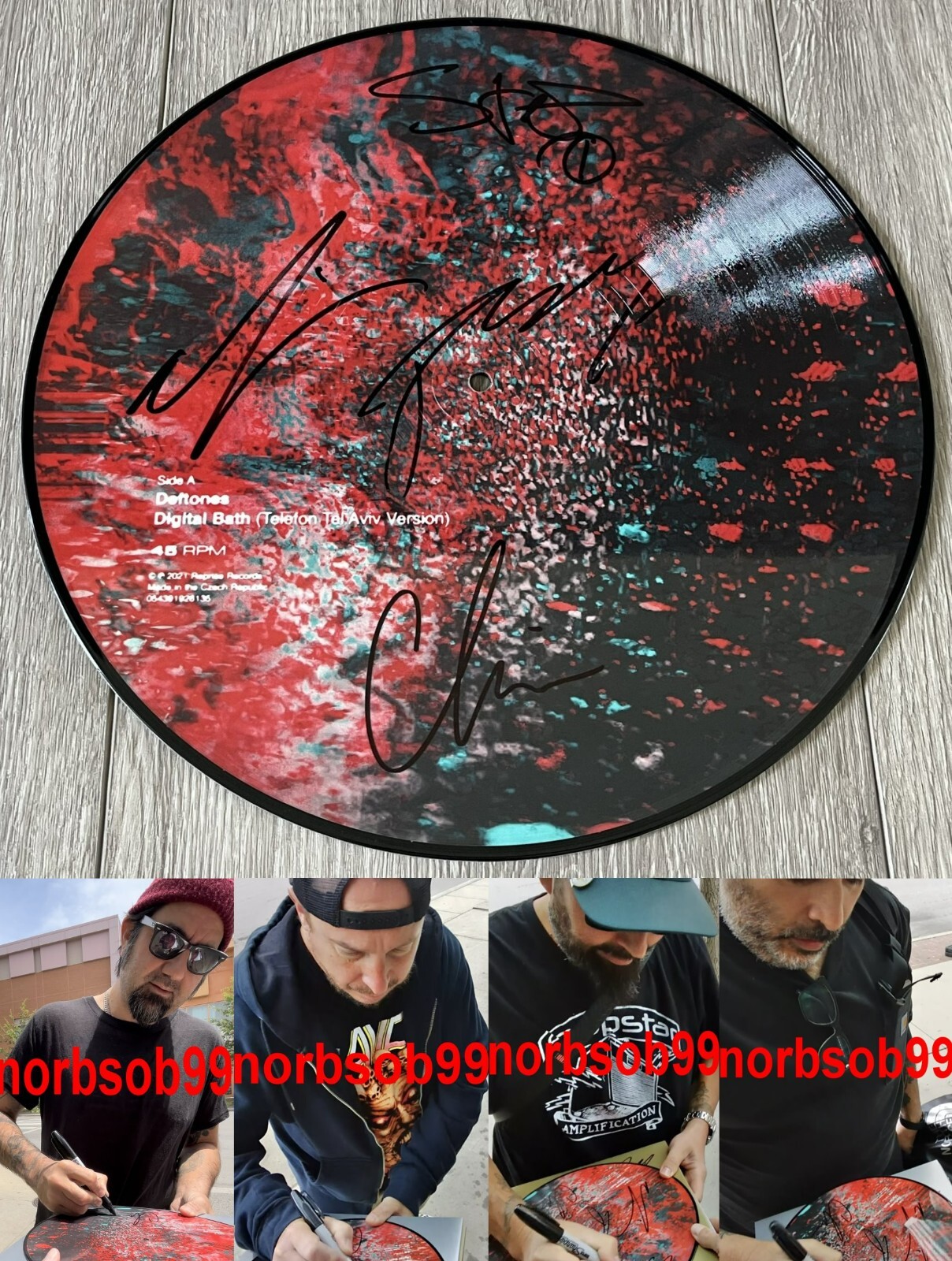 DEFTONES SIGNED DIGITAL BATH PICTURE DISC VINYL CHINO MORENO +3 w/EXACT ...