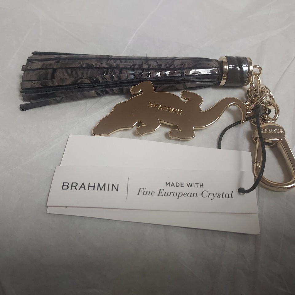 Brahmin Melbourne Collection Nocturnal Gray Charm Leather Tassel ...
