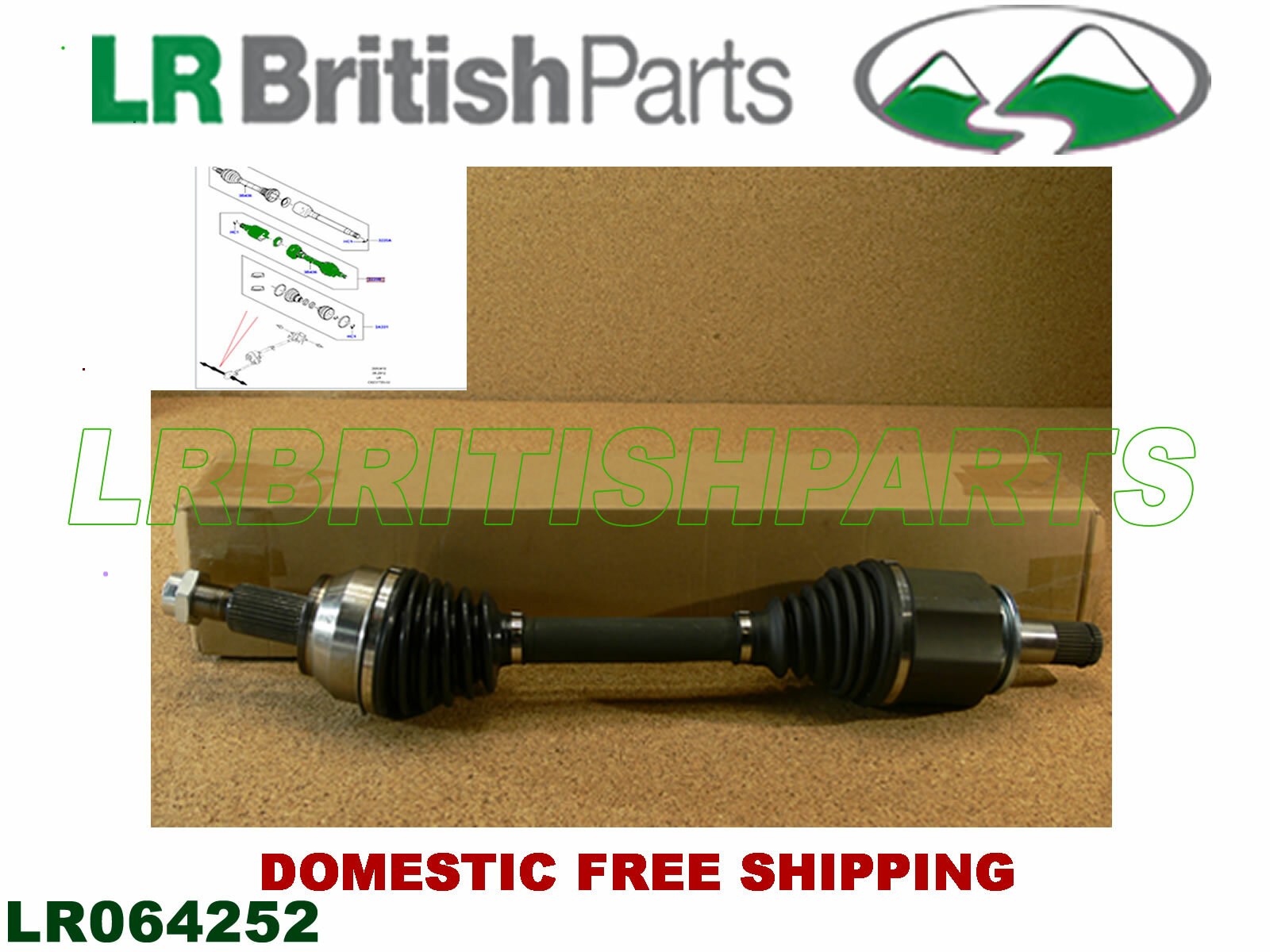 LAND ROVER FRONT AXLE SHAFT LH RANGE ROVER 13 SPORT 14 DISCOVERY ...