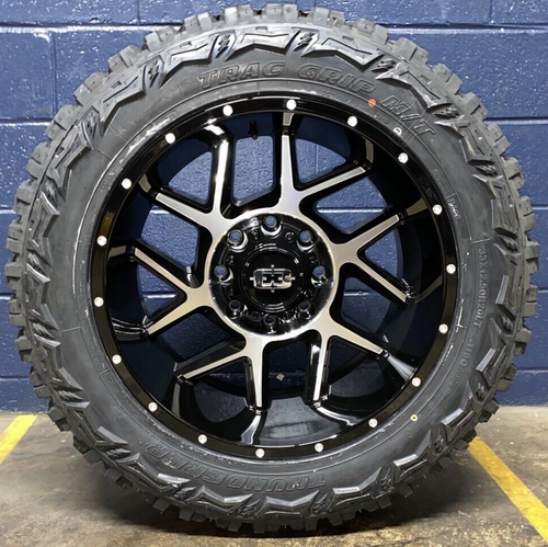 20x10 Vision Sliver Black Wheels 33" MT Wheels Rims Tires 5x5.5 Dodge ...