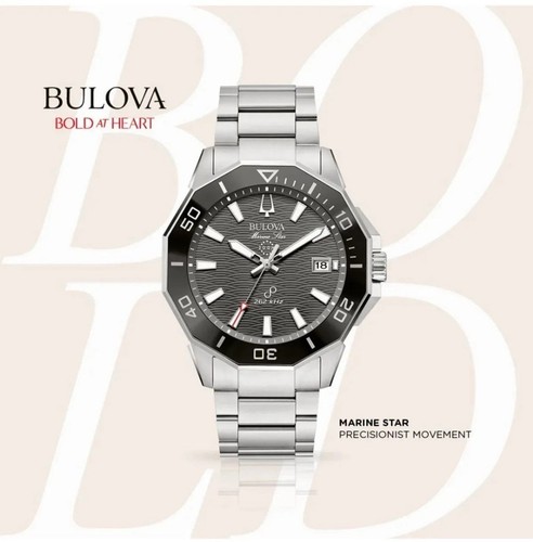 Bulova Marine Star Black Dial Precisionist Quartz Diver's Men's Watch ...