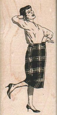 Lady Losing Weight 1 1/2 x 3" Rubber Stamp, Woman Stamp, Lady Stamp ...