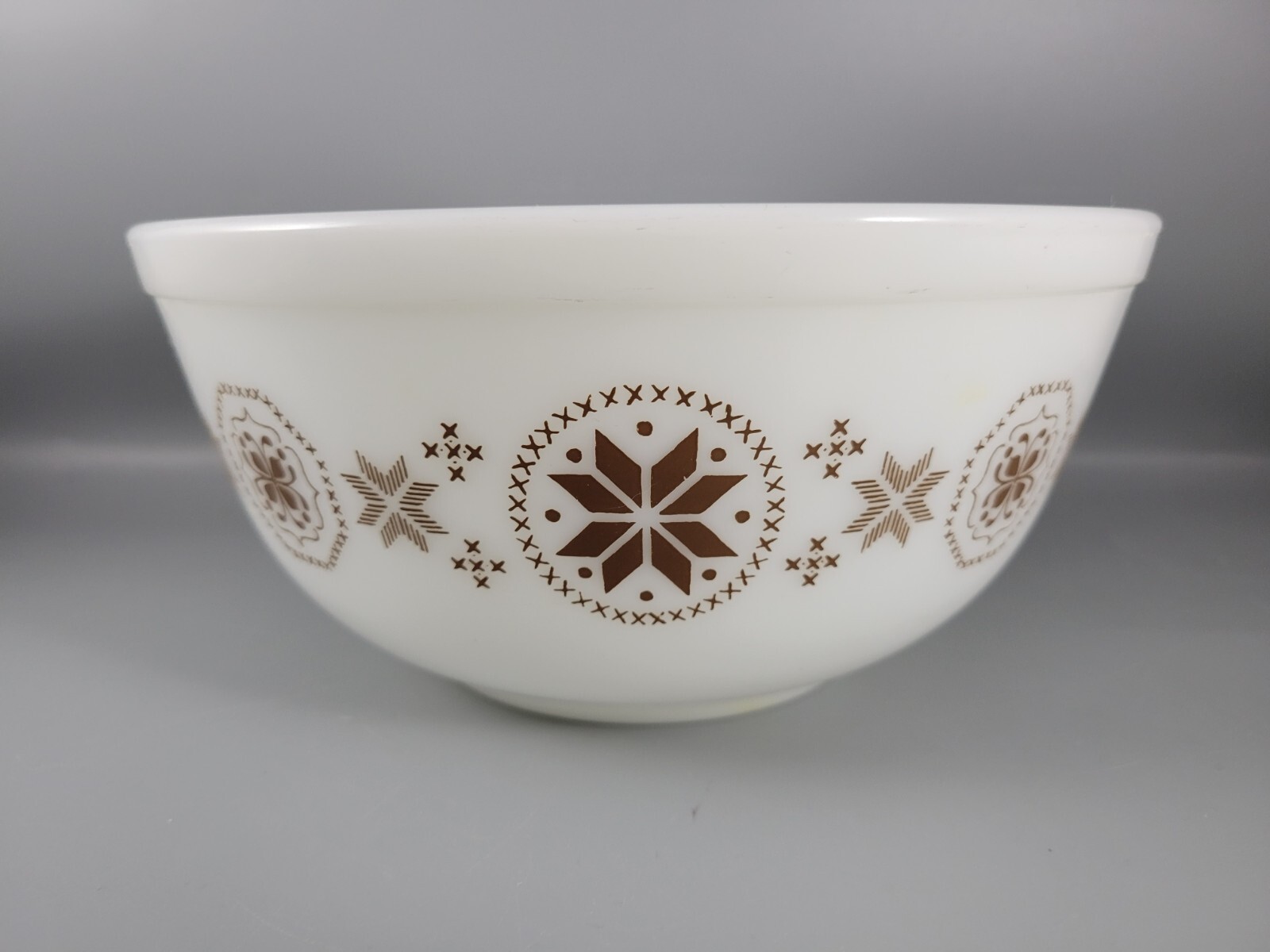 Pyrex Town & Country #403 Glass Mixing Bowl 9W x 4"H Brown on White ...
