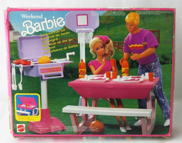 RARE Vintage 1991 Barbie Cookout Fun Set Barbeque on The Go Mattel for ...
