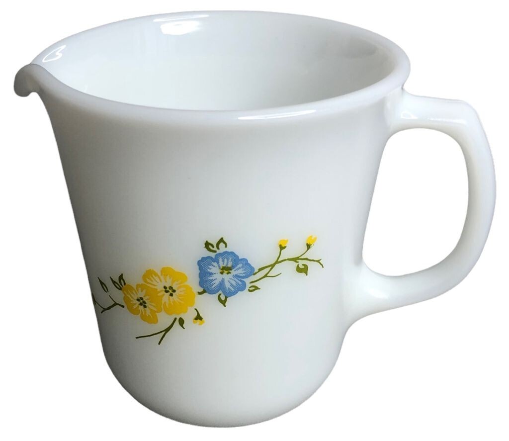 Vintage Pyrex Creamer Butterfly Flirtation Yellow & Blue Flowers Height ...