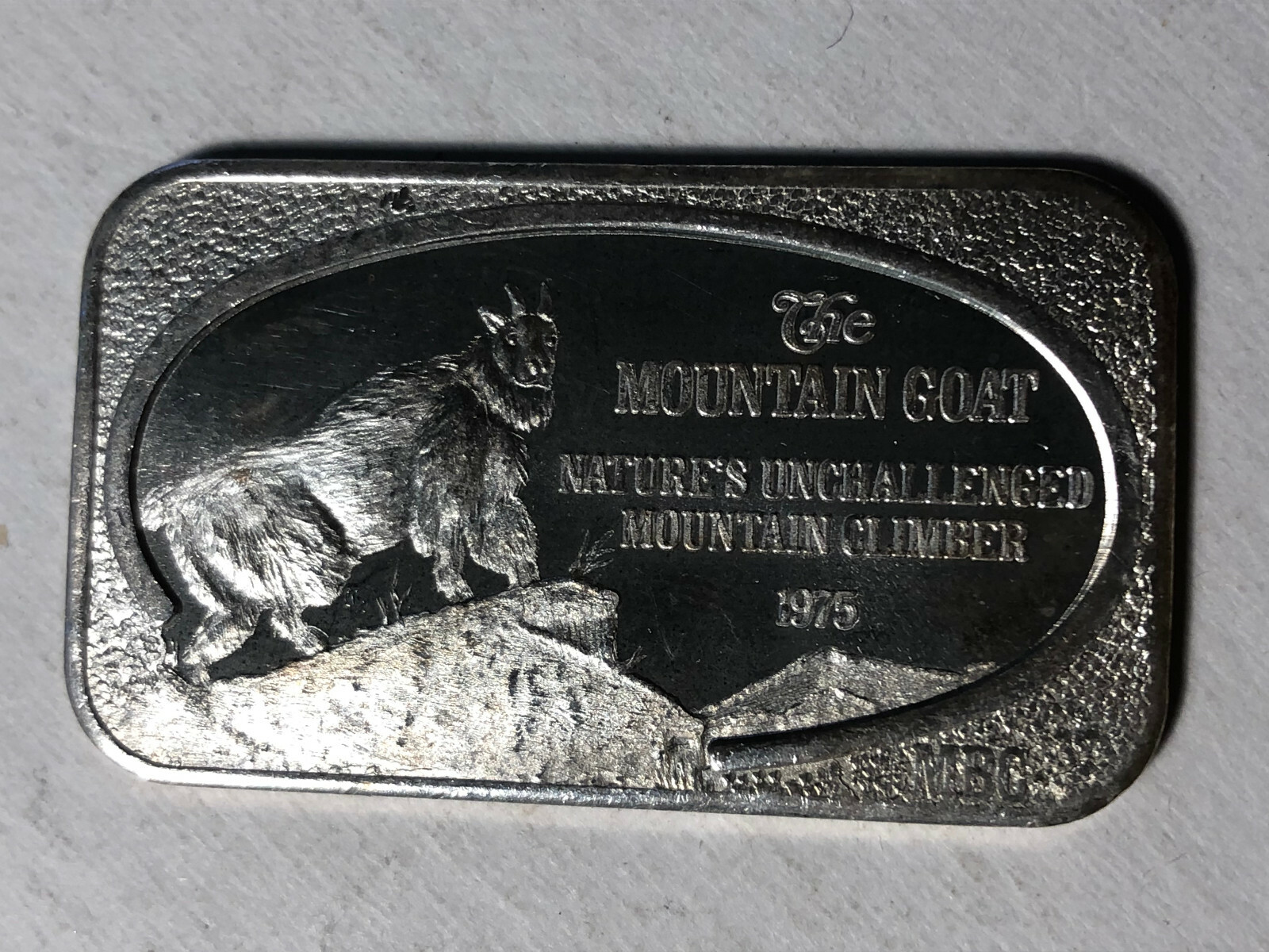 1975 USSC The Mountain Goat 1 Ounce .999 Silver Art Bar Wildlife Animal ...