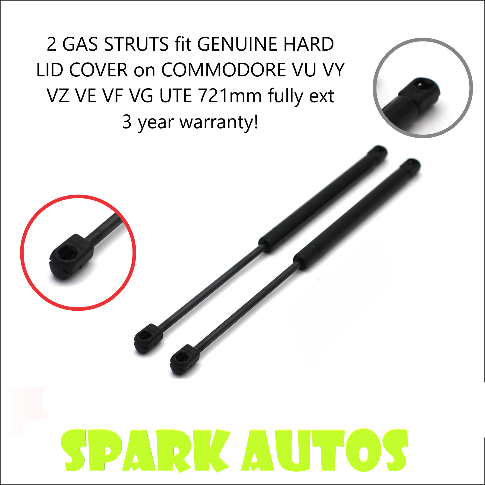 2 GAS STRUTS fit GENUINE HARD LID COVER on COMMODORE VU VY VZ VE VF VG ...