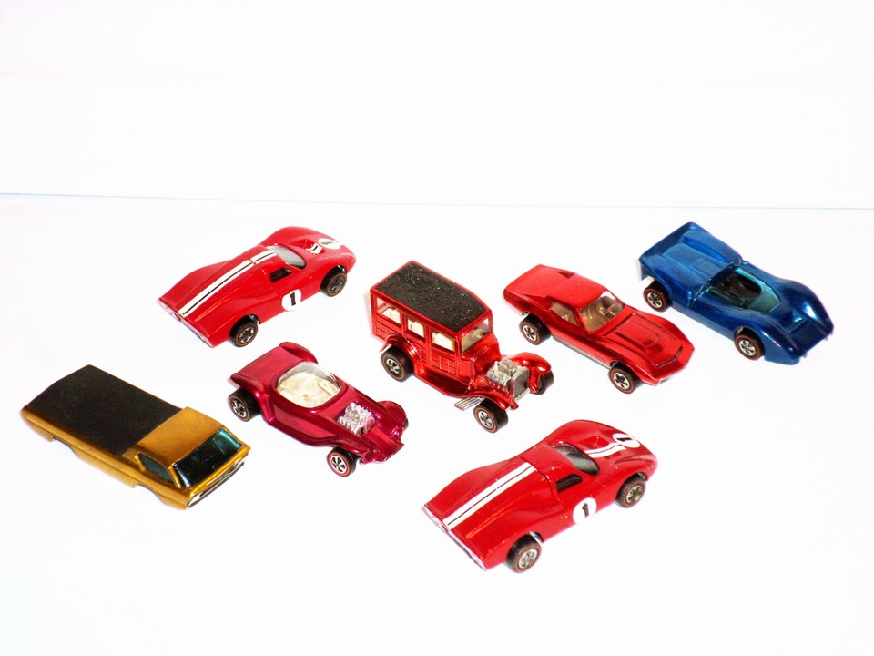 REDLINE HOT WHEELS LOT OF 7 NM+ CARS: RED WOODY, RED US VETTE, RO ...