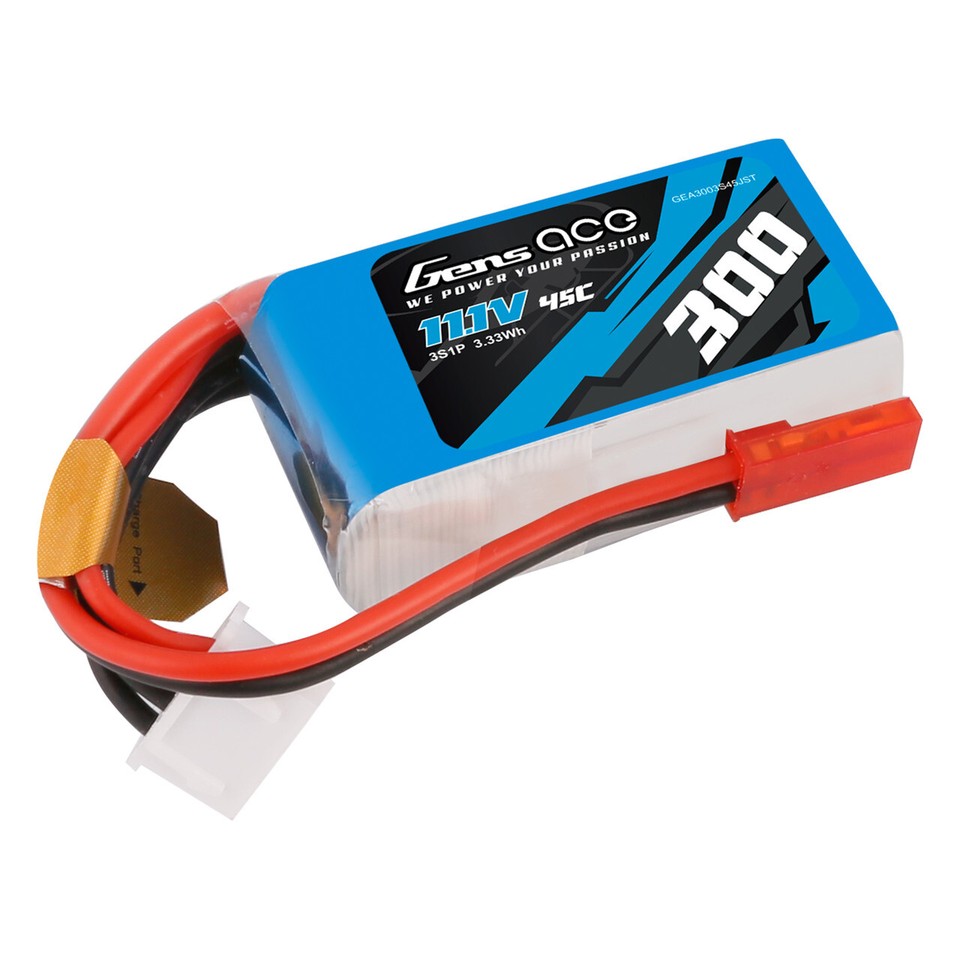 4X Gens Ace 300mAh 11.1V 45C 3S Lipo Battery With JST Plug For RC small ...