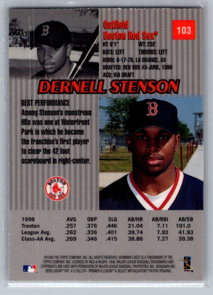 Dernell Stenson #103 Boston Red Sox 1999 Bowman's Best | eBay