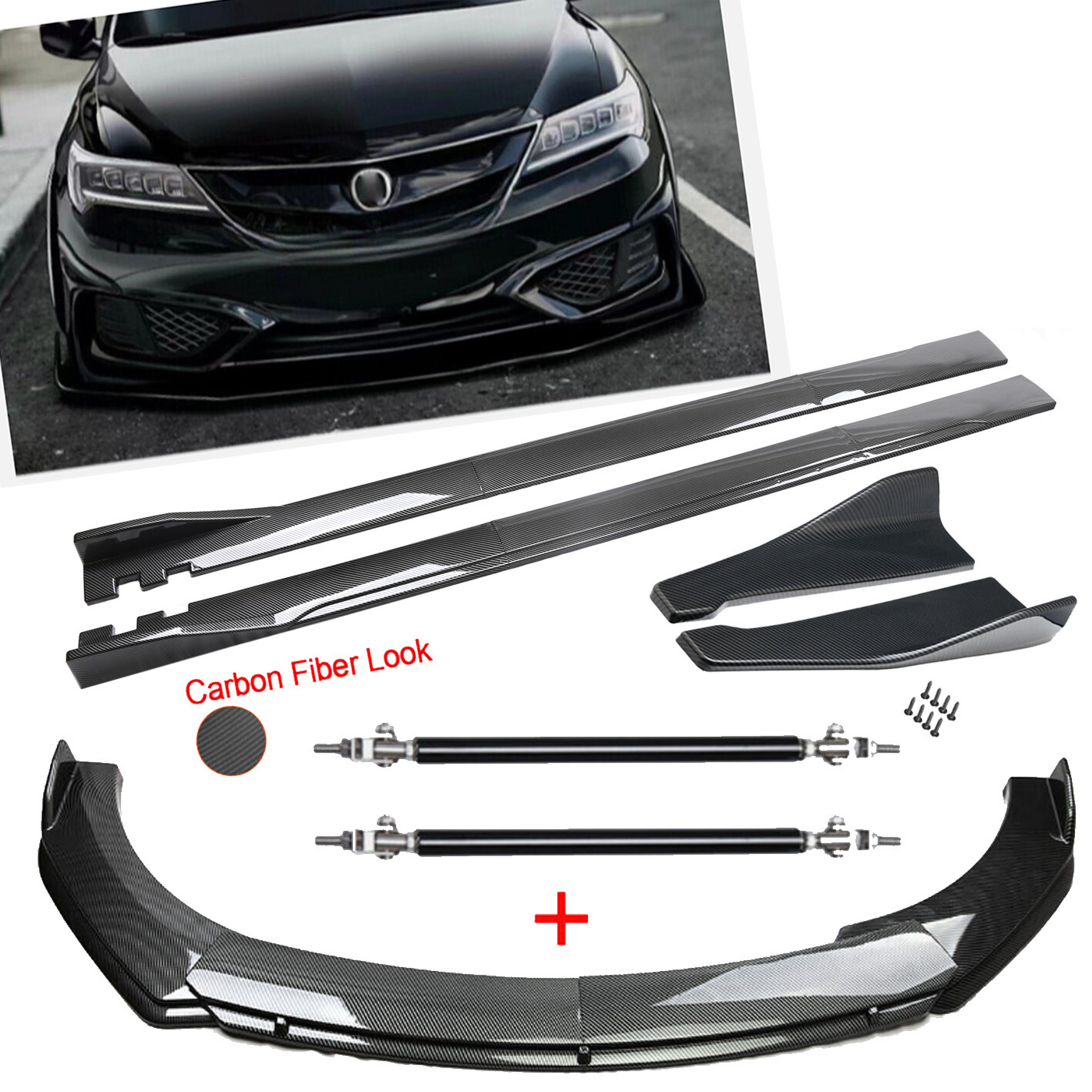 Carbon Fiber Front Bumper Rear Splitter Spoiler Side Skirt For Acura ...