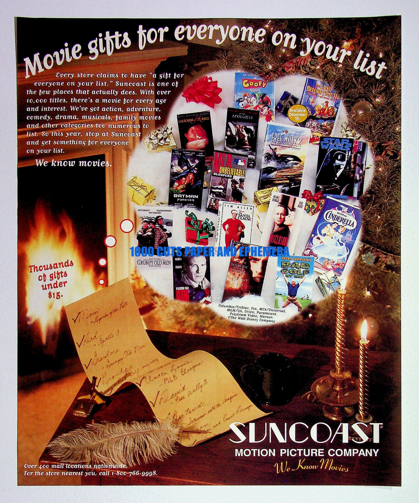 Suncoast VHS Movies 1996 Christmas Trade Print Magazine Ad Poster ...