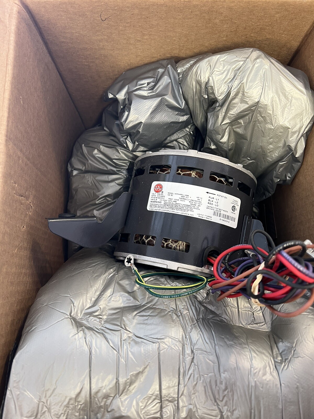 goodman furnace blower motor Hp 1/3 Volts 208-230 Rpm 1075/2 SPD ...