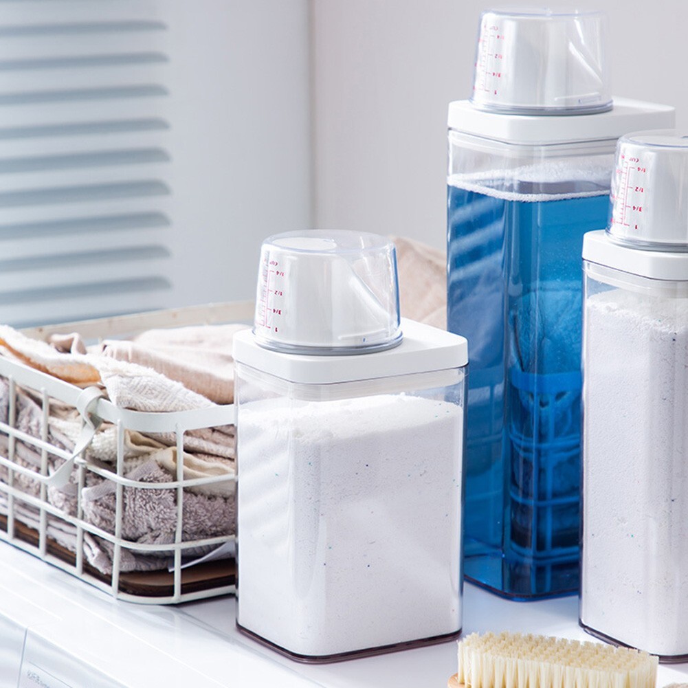 Plastic Laundry Washing Up Powder Container Soap Detergents Storage Box ...