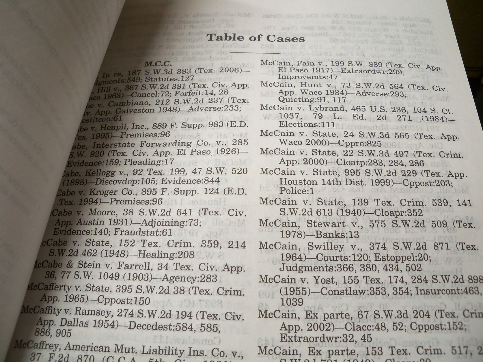Texas JUR Jurisprudence Table of Cases MCC - STAT 2016 law books ...