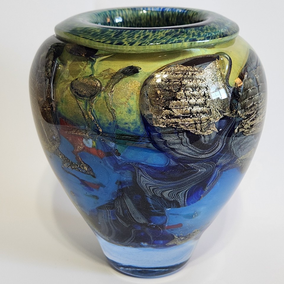 1992 JEAN CLAUDE NOVARO ORIGINAL HAND-BLOWN 6.5" GLASS VASE, HAND SIGNED EUC | eBay