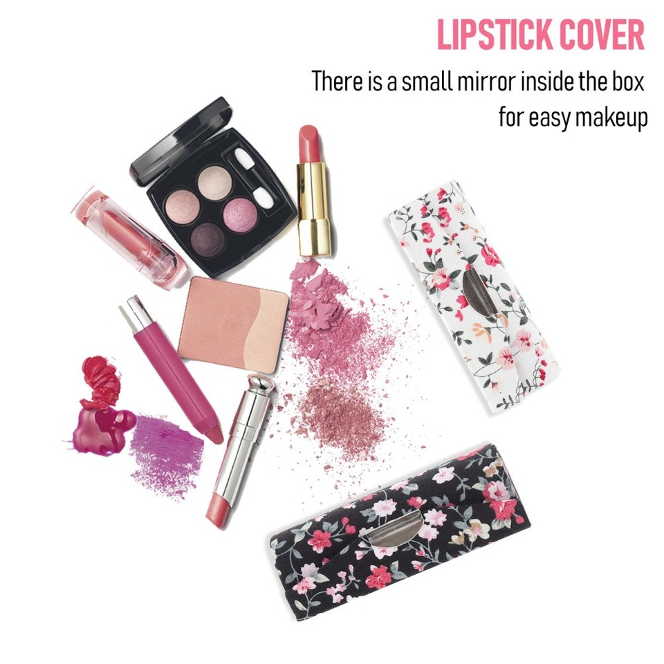 2 Pcs Floral Cloth Lipstick Boxes Portable Lip Balm Holder Lip Gloss ...