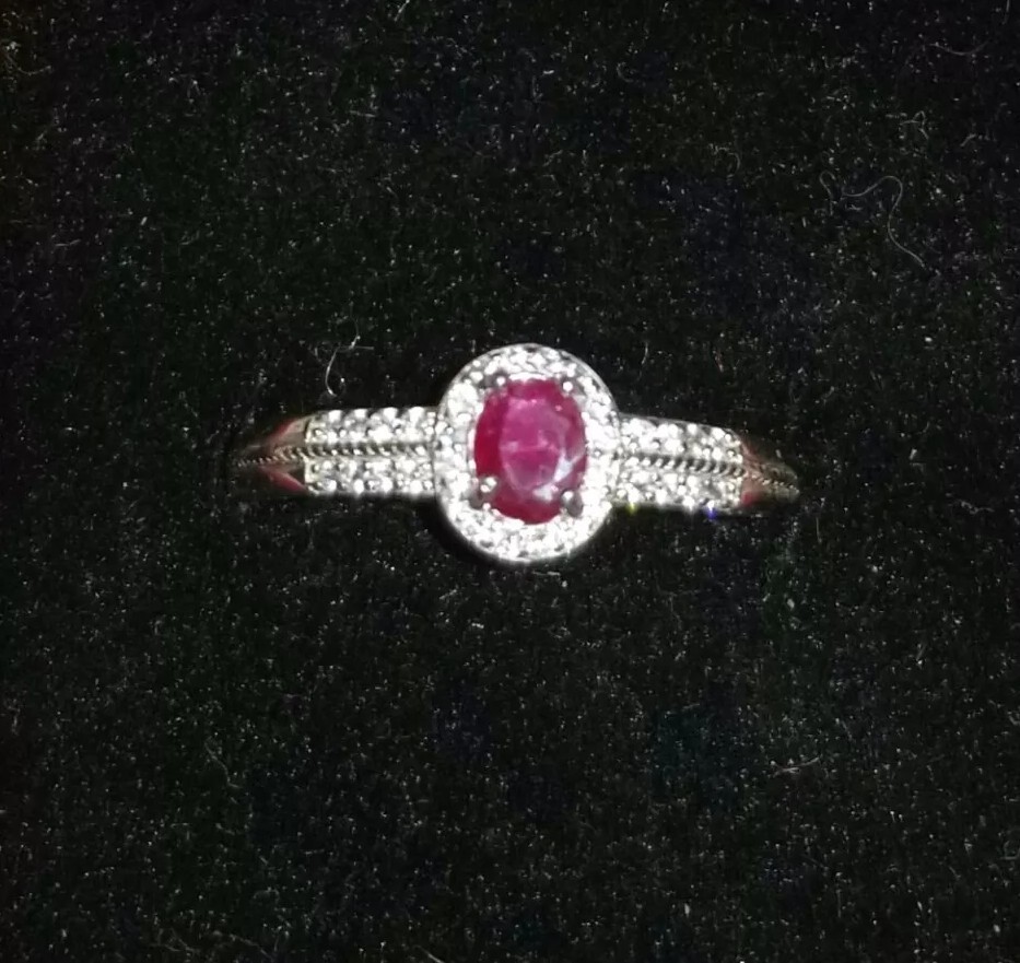 Must sell! Natural ruby ring, oval cut, .30ct, 925 sterling, size 6-8 ...