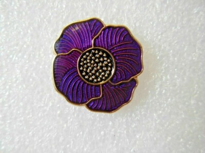 Purple flower pin badge. Small design. Metal. Enamel. Wedding Funeral ...