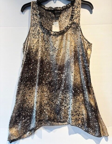 NWT Spense Womens Scoop Neck Large Black White Sleeveless Ruffled Neck ...