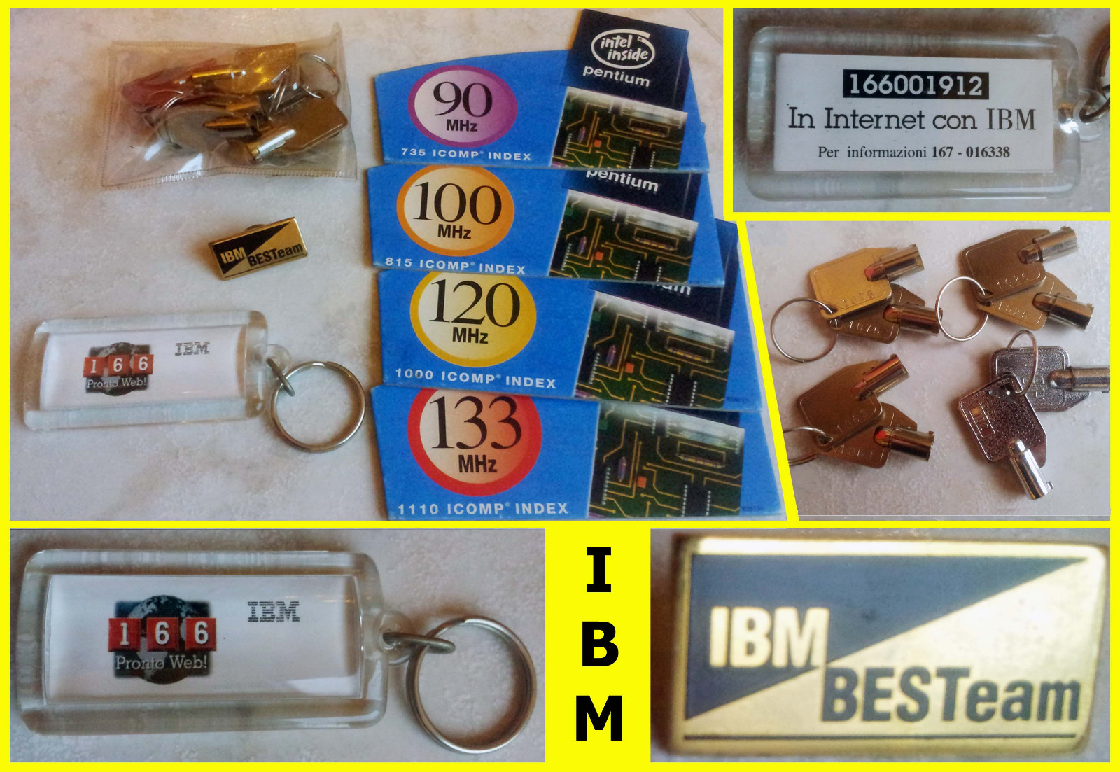 IBM BESTeam brooch keychain (Pentium Intel Inside sticker key spilla ...