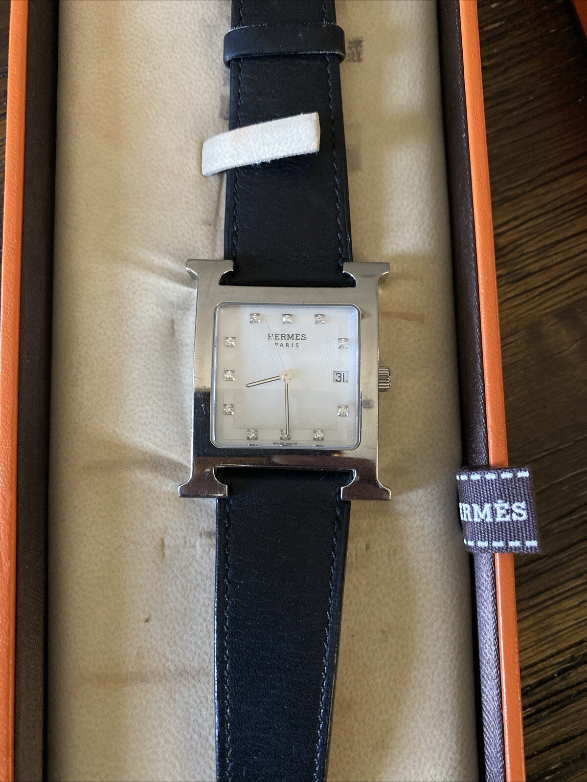 Hermes H Stainless Steel MOP 11P Diamond (King Size) Watch HH1.810 | eBay